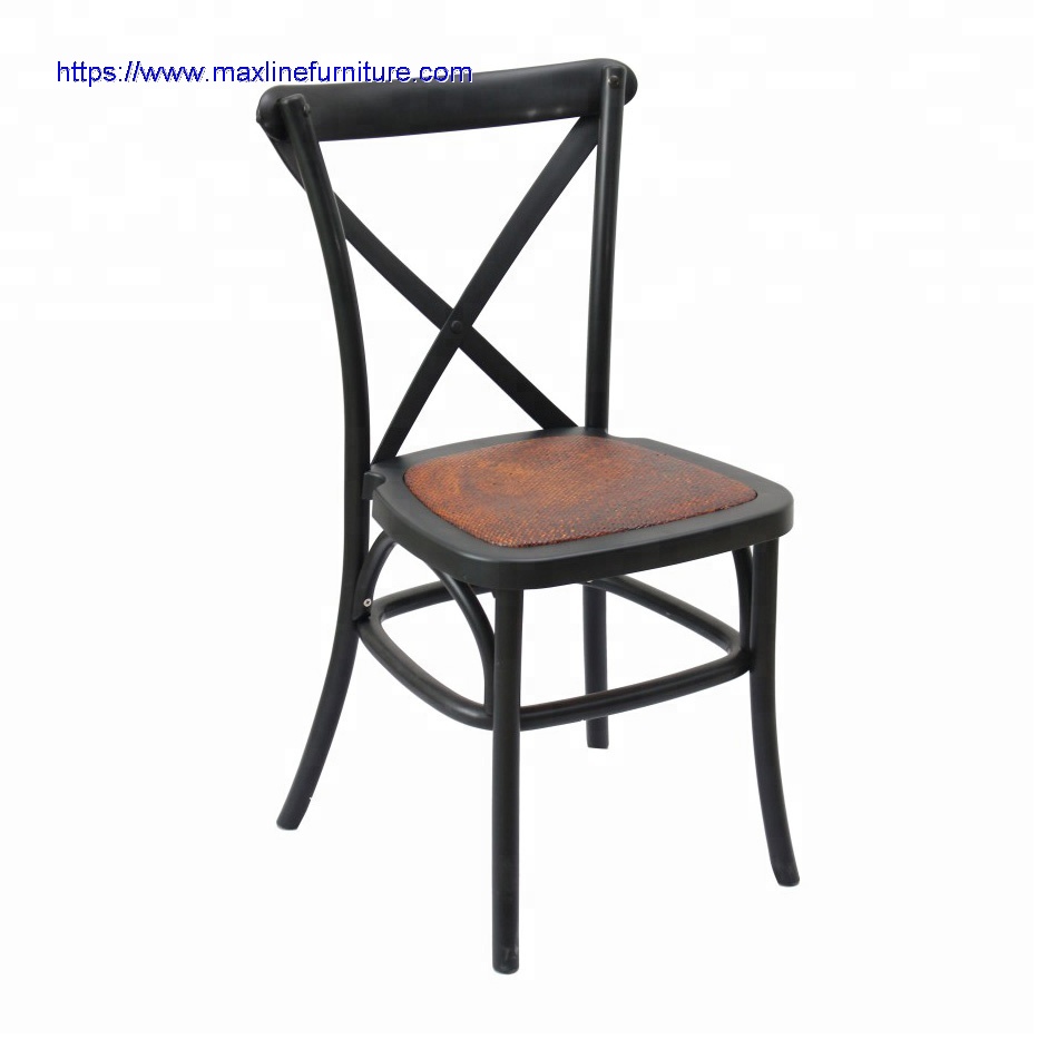 Outdoor Stackable Black Color Wedding Dining Cross Back Chair