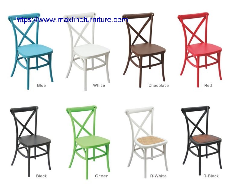 Outdoor Stackable Black Color Wedding Dining Cross Back Chair